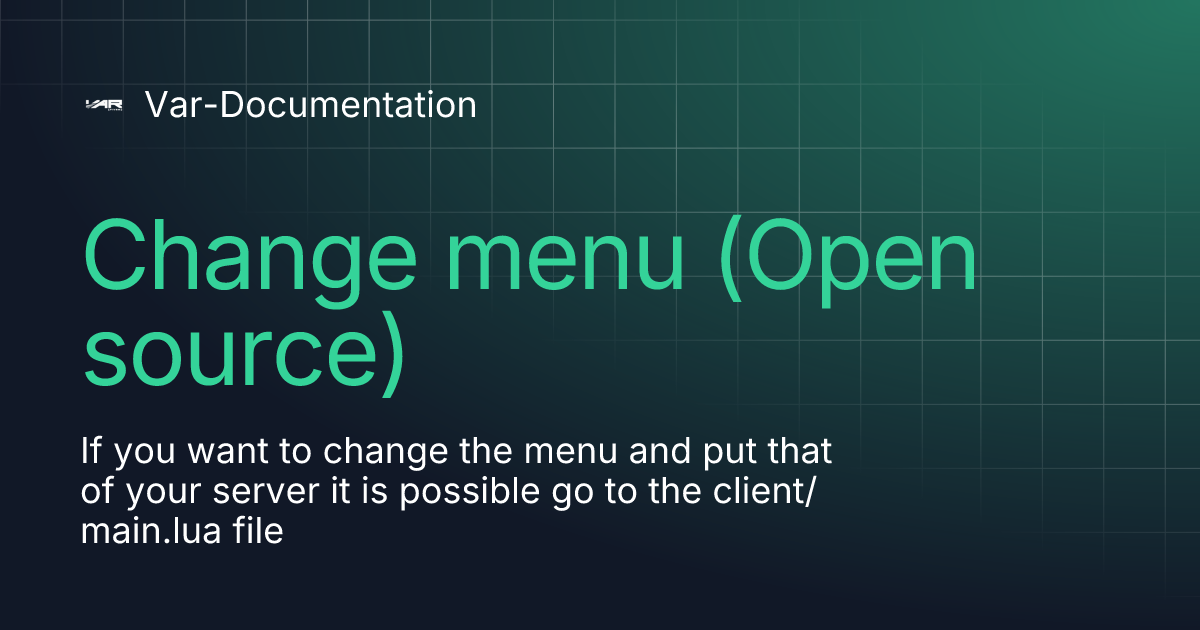 Change menu (Open source) | Var-Documentation